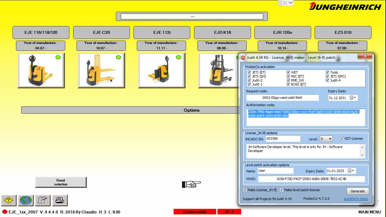 2023 year CF-53 laptop install Jungheinrich Forklift software package ...