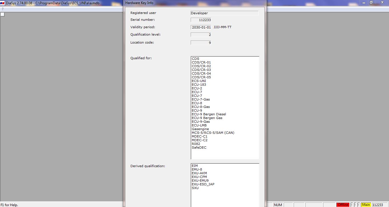 MTU DiaSys 2.74 with USB dongle